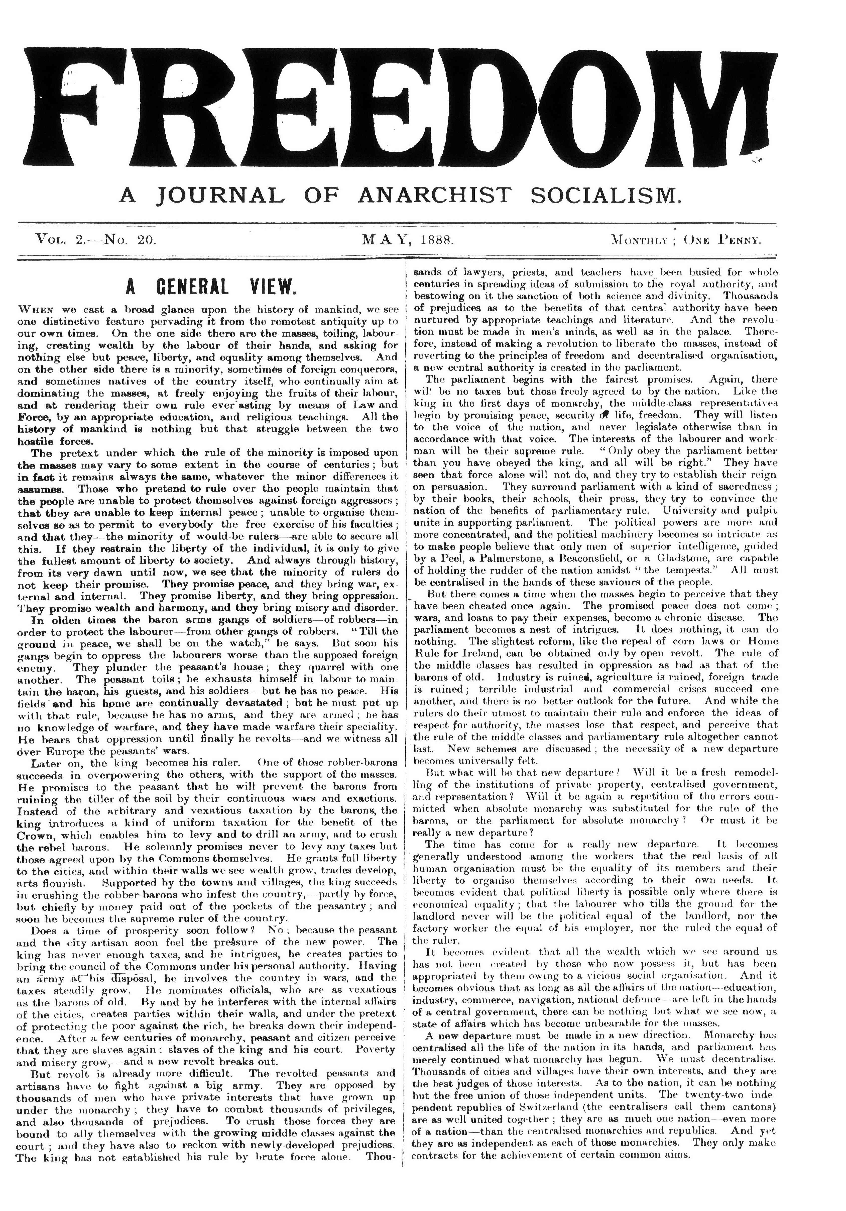 Freedom vol 2. no 20 (May 1888) | libcom.org